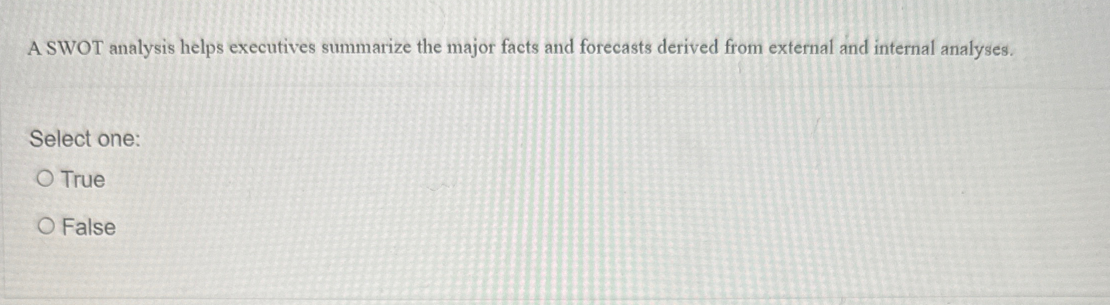 Solved A SWOT analysis helps executives summarize the major | Chegg.com