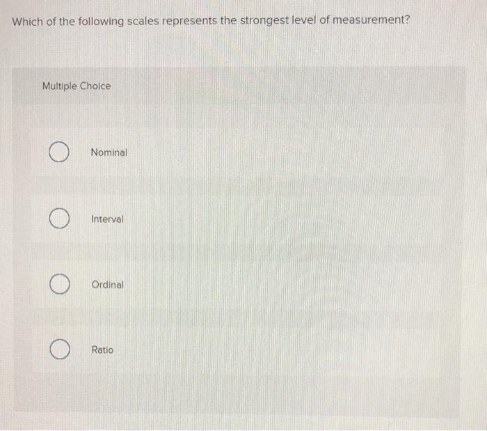 Solved Which of the following scales represents the | Chegg.com