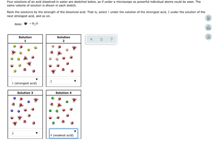 Solved Four solutions of an acid dissolved in water are | Chegg.com