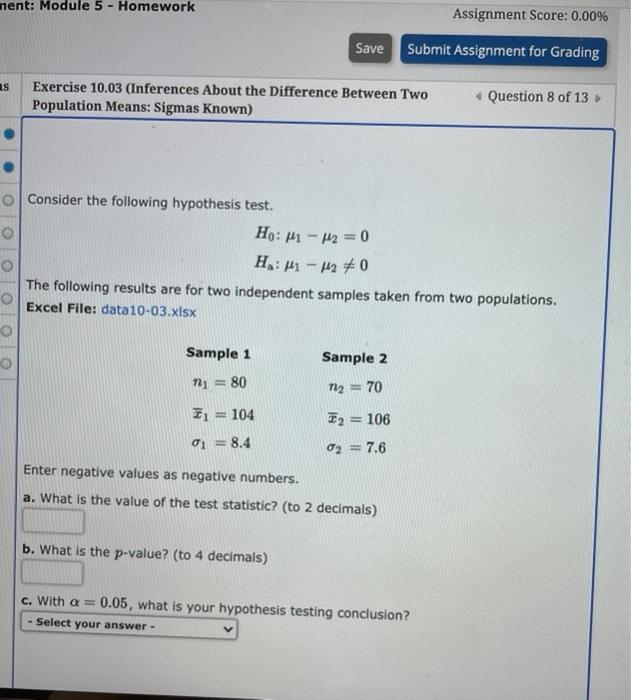 Solved nent: Module 5 - Homework Assignment Score: 0.00% | Chegg.com