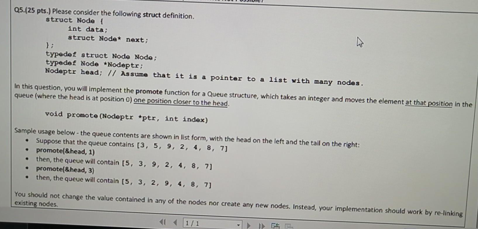 Solved Q5 25 Pts Please Consider The Following Struct