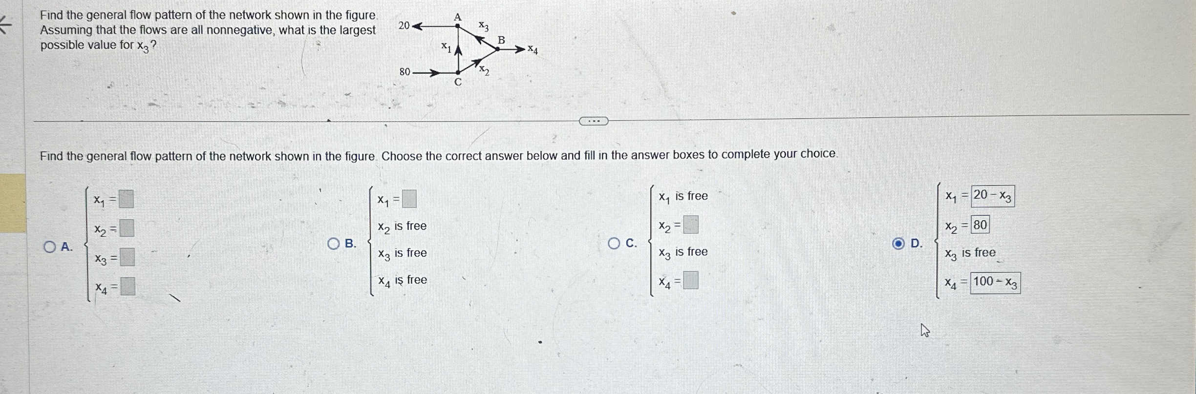 Solved Find the general flow pattern of the network shown in | Chegg.com