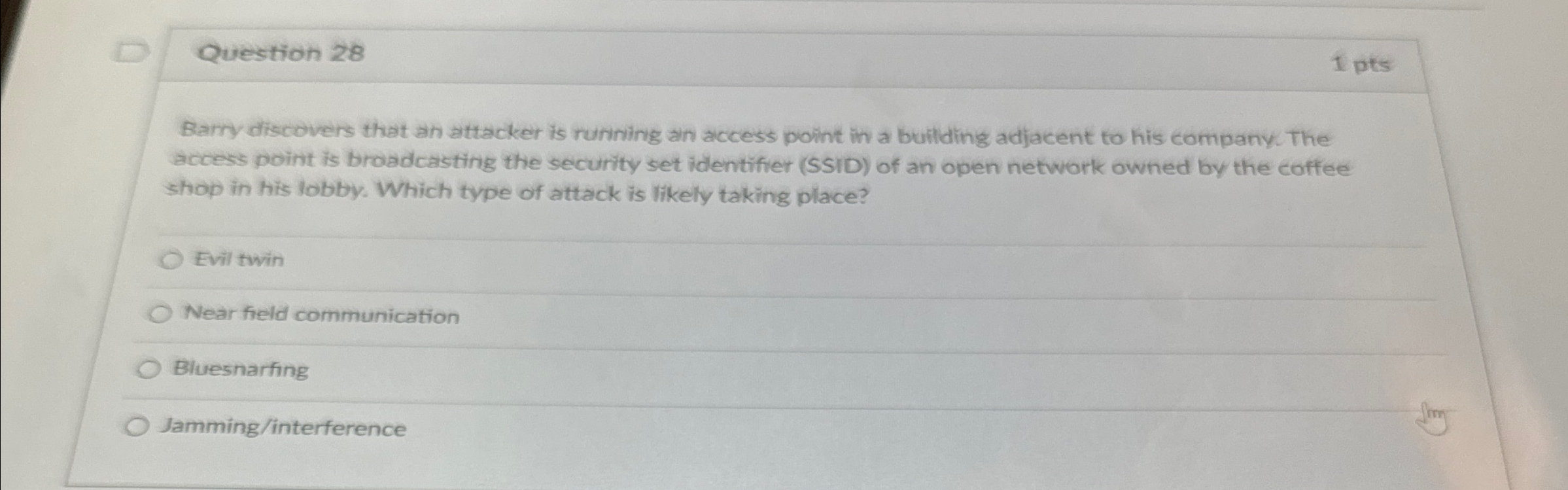 Solved Question 281 ﻿ptsBarry discovers that an attacker is | Chegg.com