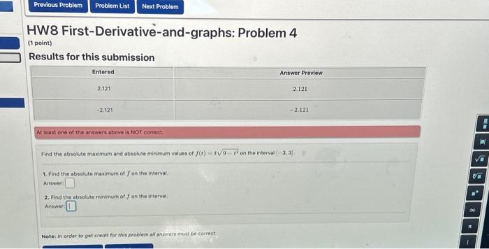 Solved HW8 First-Derivative-and-graphs: Problem 4 (1 point) | Chegg.com