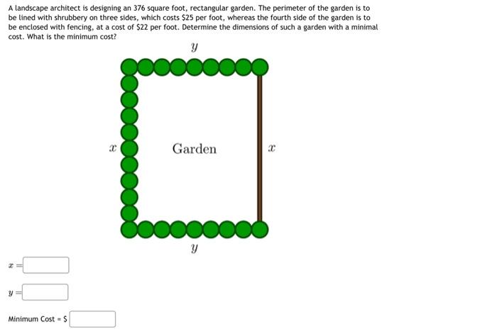 Solved A landscape architect is designing an 376 square | Chegg.com