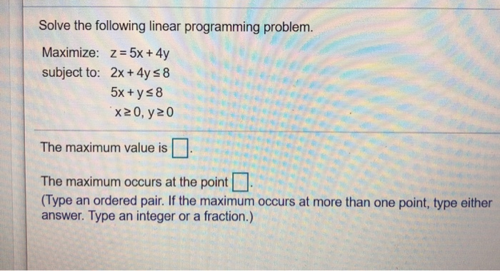 Solved Solve the following linear programming problem. | Chegg.com