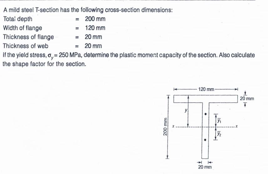 Solved A mild steel T-section has the following | Chegg.com