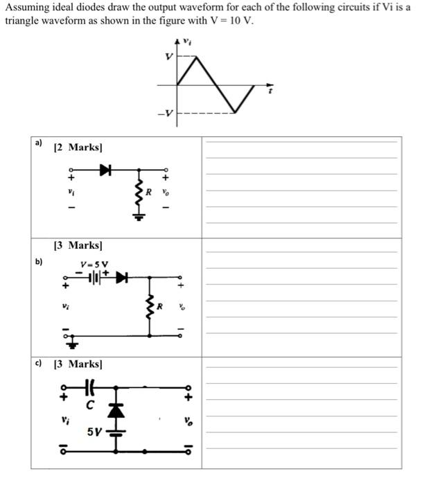 Solved Assuming ideal diodes draw the output waveform for | Chegg.com
