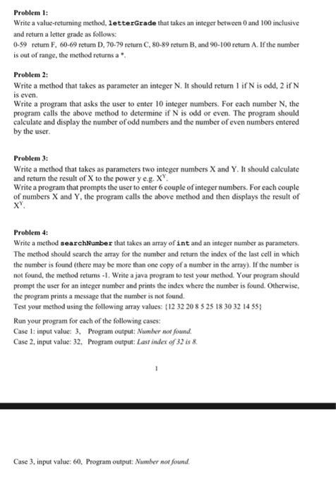 Solved Problem 1: Write a value-returning method, | Chegg.com