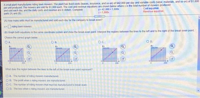 Solved A small plant manufactures riding Lawn mowers. The | Chegg.com