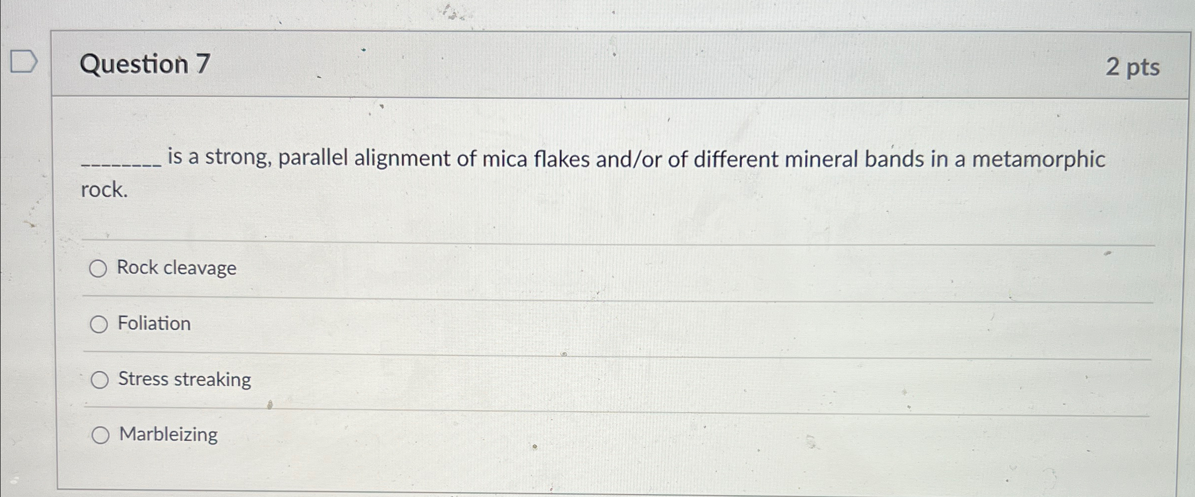 Solved Question 72ptsis a strong, parallel alignment of mica | Chegg.com