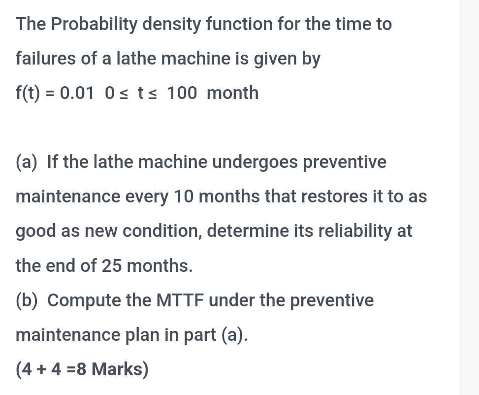 Solved The Probability density function for the time to | Chegg.com