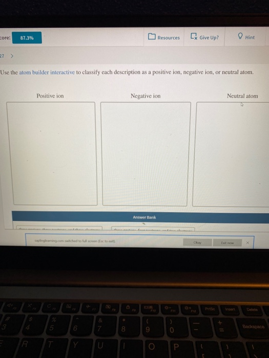 Solved core: 87.3% Resources Give Up? Hint 27 > Use the atom | Chegg.com
