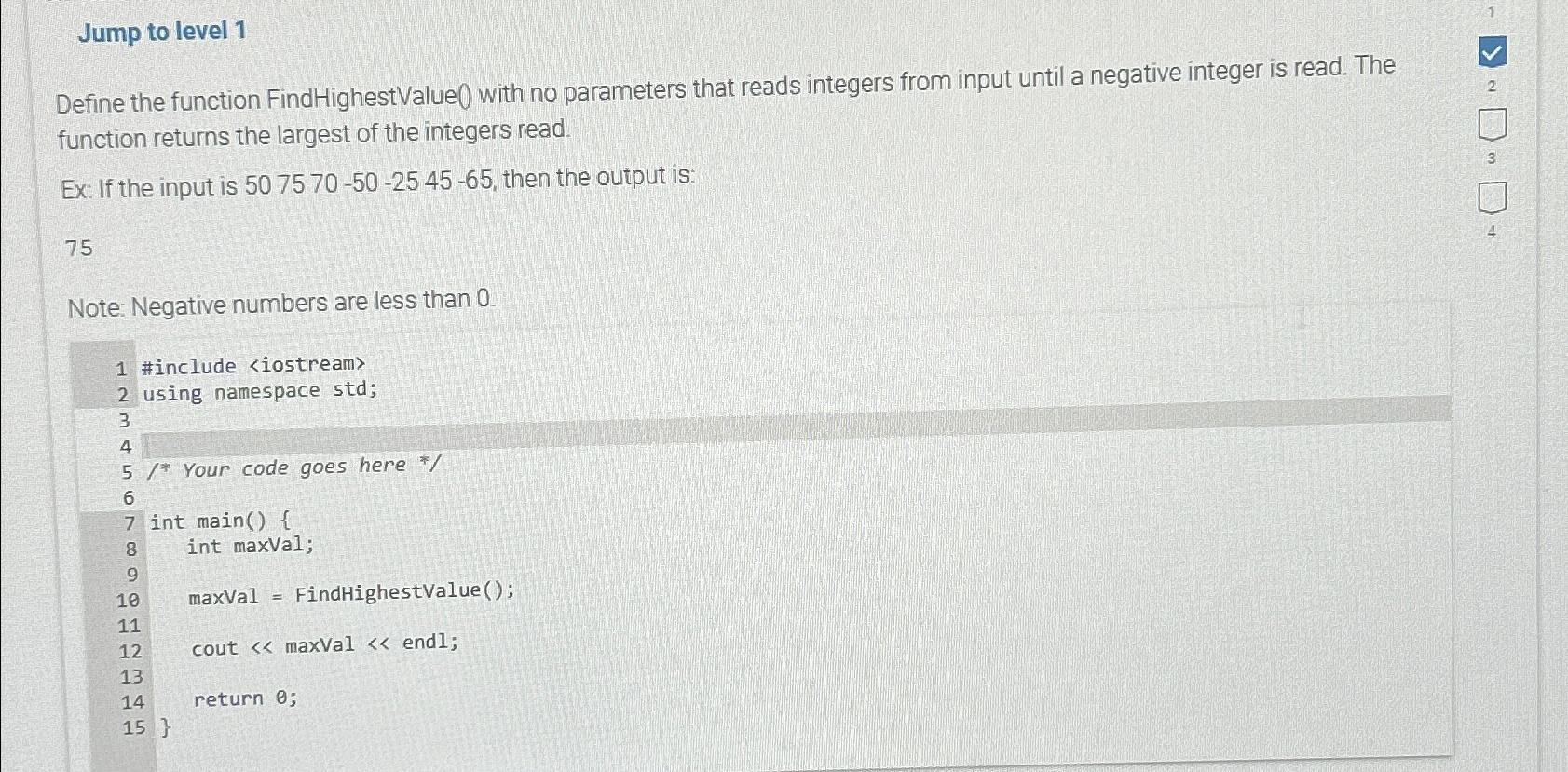 Solved Jump to level 1Define the function FindHighestValue 0 | Chegg.com