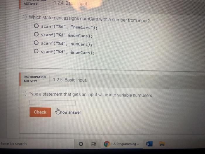 Solved ACTIVITY 12 4 Banput 1) Which statement assigns | Chegg.com