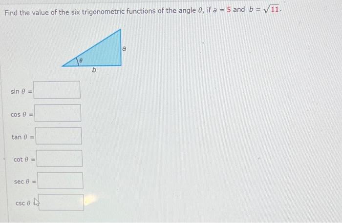 Solved Find The Value Of The Six Trigonometric Functions Of