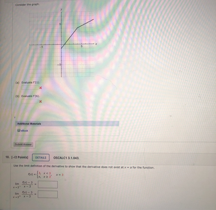 Solved Consider the graph. 5 -5 (a) Evaluate (1) X (b) | Chegg.com
