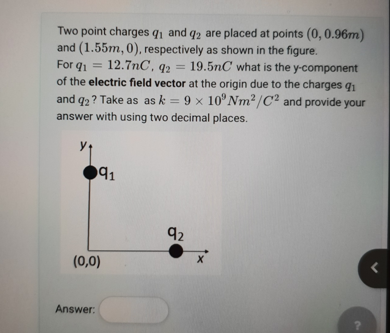 Solved Two point charges q1 ﻿and q2 ﻿are placed at points | Chegg.com