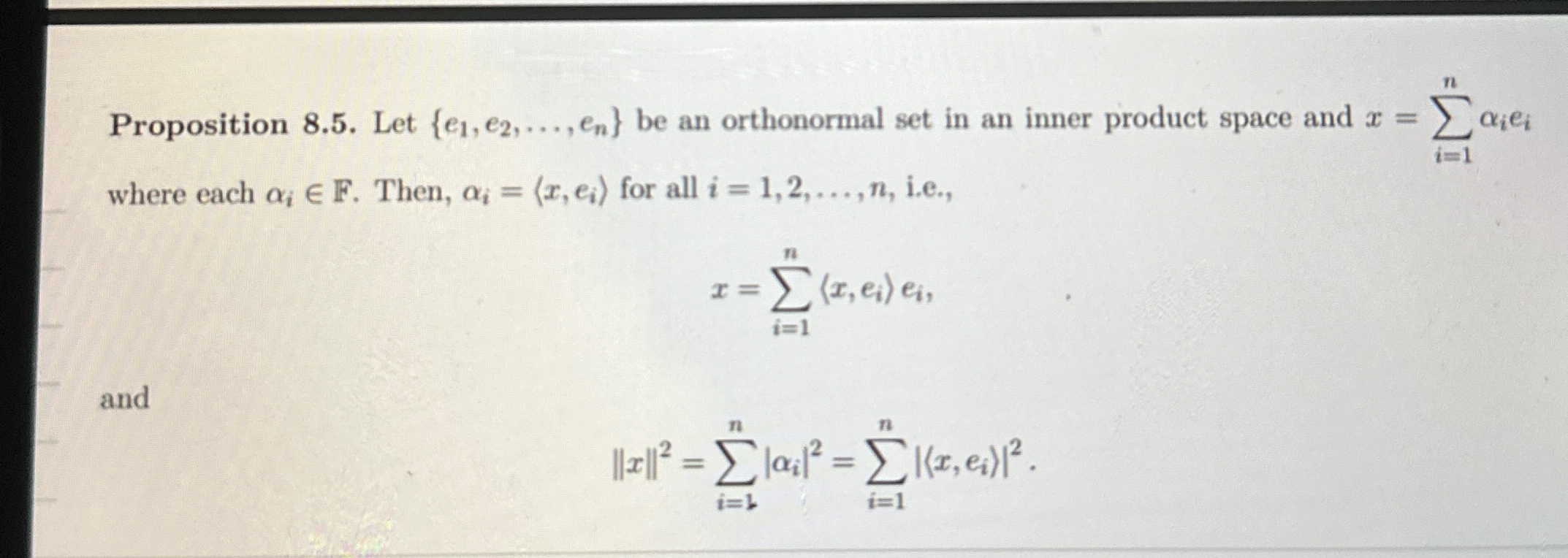 Solved Proposition 8.5. ﻿Let {e1,e2,dots,en} ﻿be an | Chegg.com