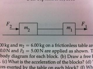 Solved Two blocks of mass m1 = 2.00 kg and m2 = 6.00 kg on a | Chegg.com