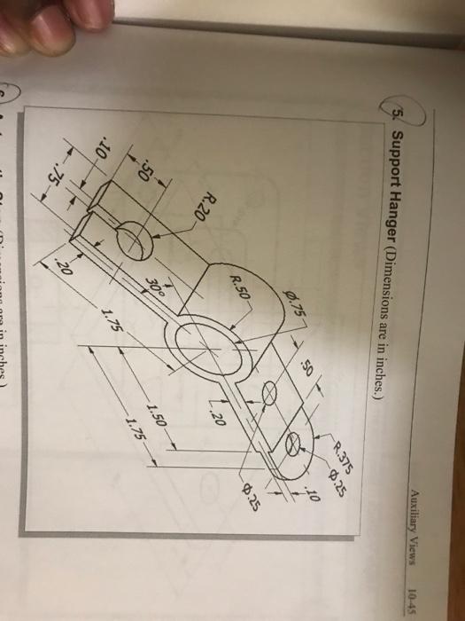 Solved Auxiliary Views 10.45 5. Support Hanger (Dimensions | Chegg.com