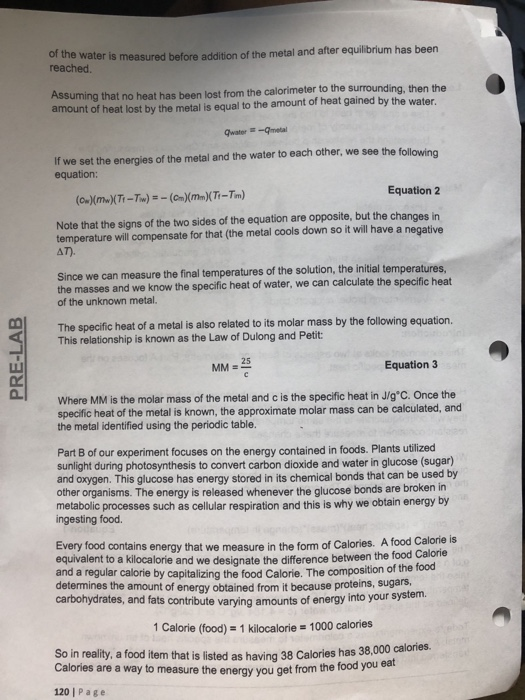 Solved Lab: Calorimetry and Energy . Learning Objectives: | Chegg.com