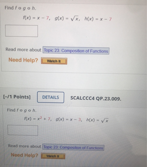 Solved Find fogoh. f(x) = x - 7, g(x) = x, h(x) = x - 7 | Chegg.com