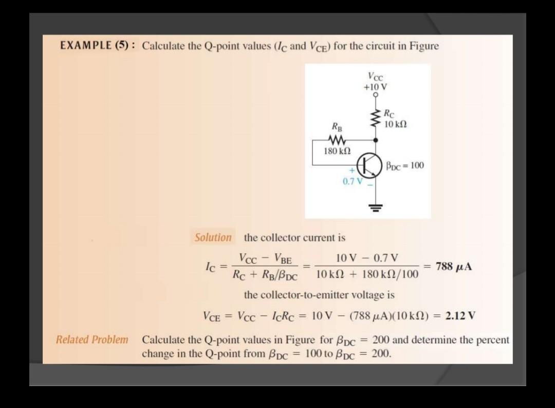 Solved EXAMPLE (1): Calculate le and VCE for the circuit in | Chegg.com