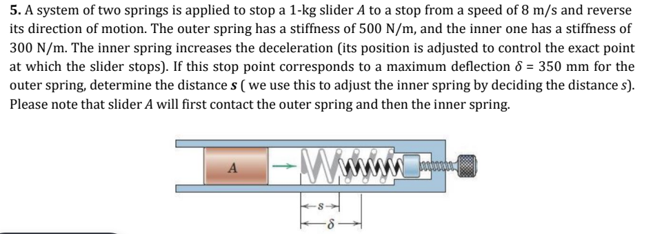 Solved A system of two springs is applied to stop a 1-kg | Chegg.com