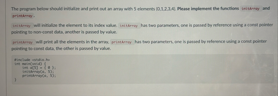 Solved The program below should initialize and print out an | Chegg.com