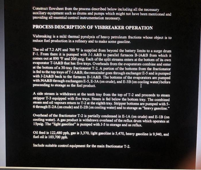 Solved Construct flowsheet from the process described below | Chegg.com