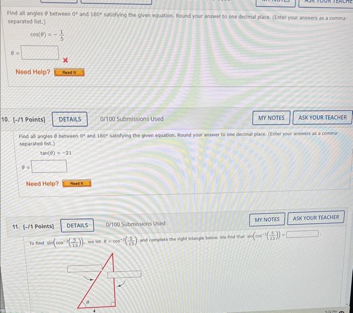 Solved Find all angles θ between 0∘ and 180∘ satisfying the | Chegg.com