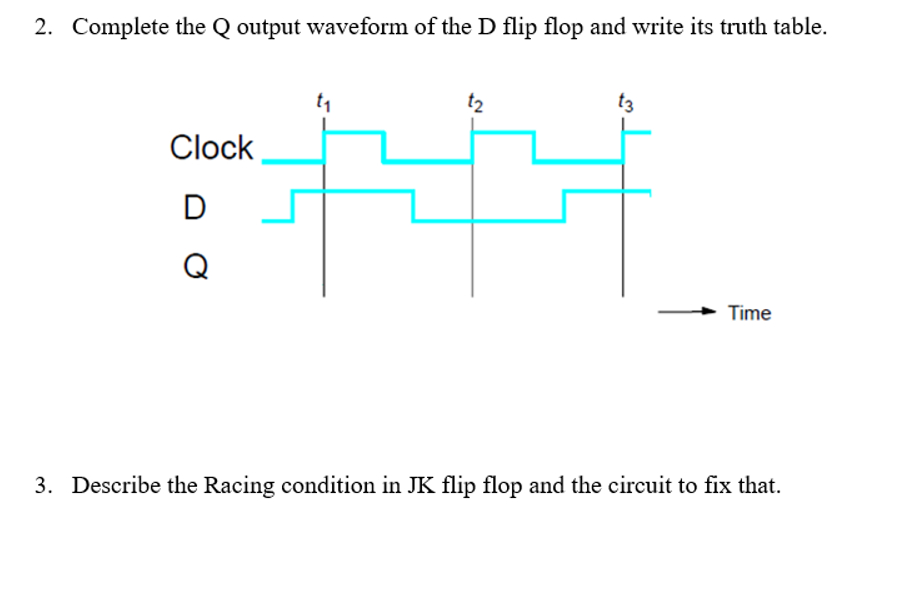 Solved Q1) ﻿Complete the Q output waveform of the D flip | Chegg.com