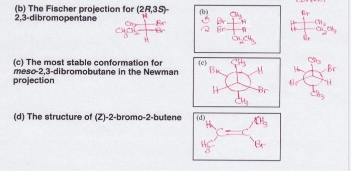 Solved (b) The Fischer projection for (2R,3S)- | Chegg.com