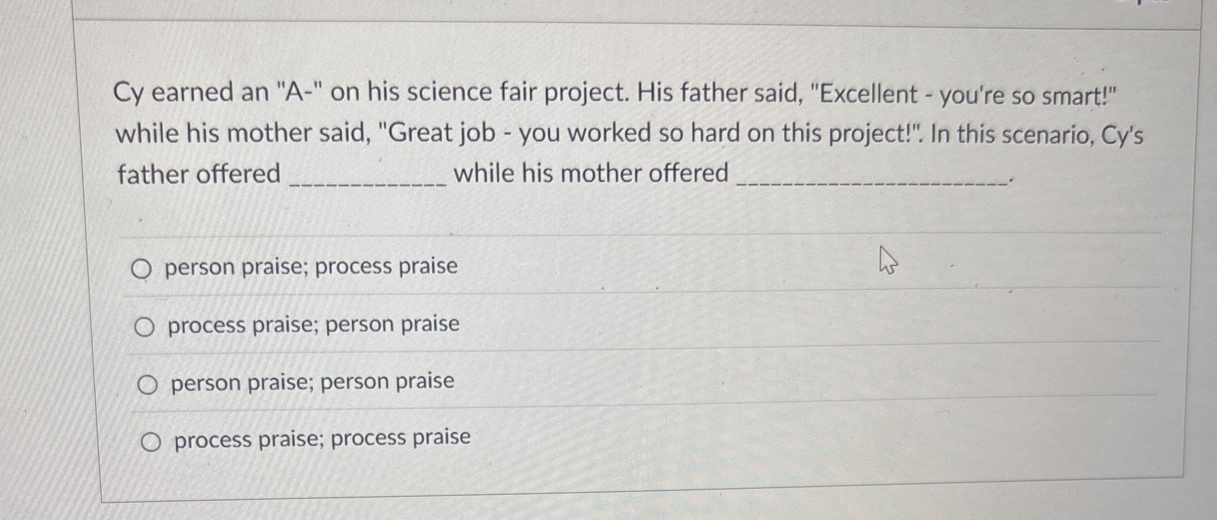 Solved Cy earned an "A-" ﻿on his science fair project. His | Chegg.com