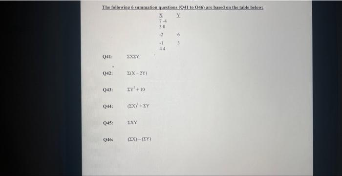 Solved The following 6 smmnation questions (Q41 to Q46) are | Chegg.com