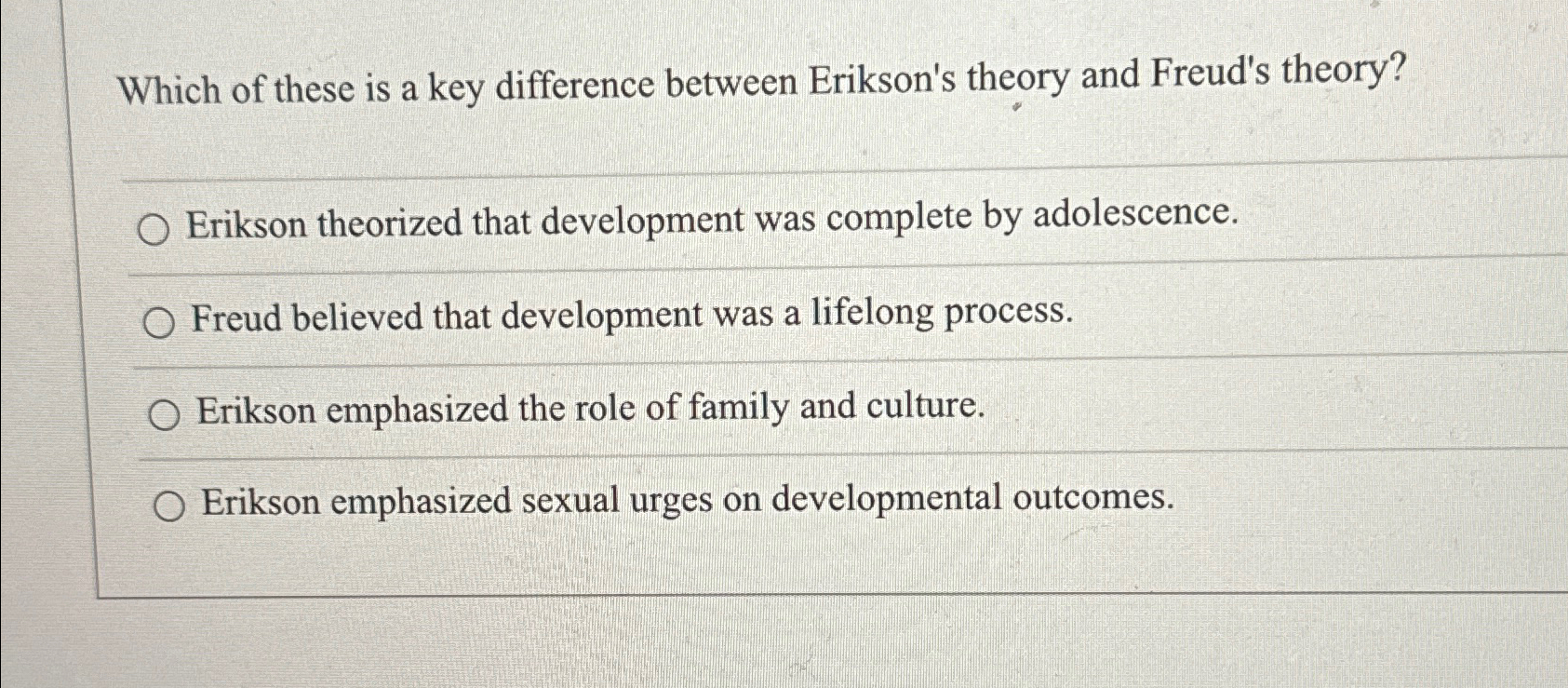 Solved Which of these is a key difference between Erikson's | Chegg.com