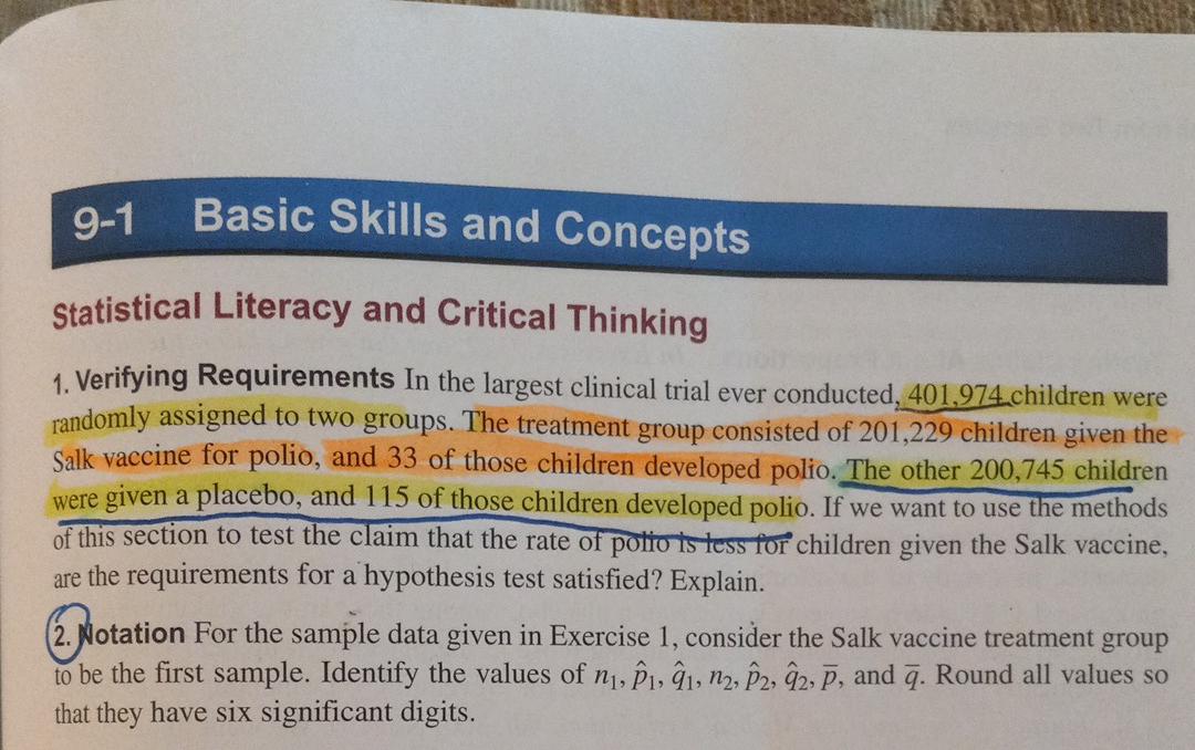 Solved 9-1 Basic Skills and Concepts Statistical Literacy | Chegg.com