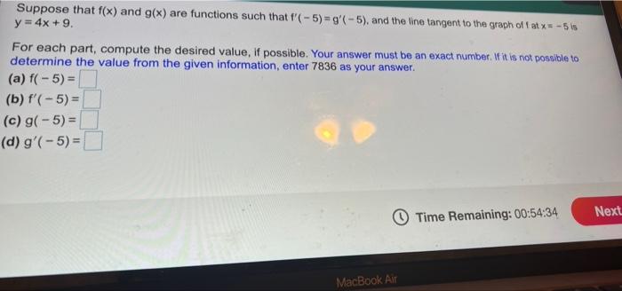 Solved Suppose that f(x) and g(x) are functions such that | Chegg.com