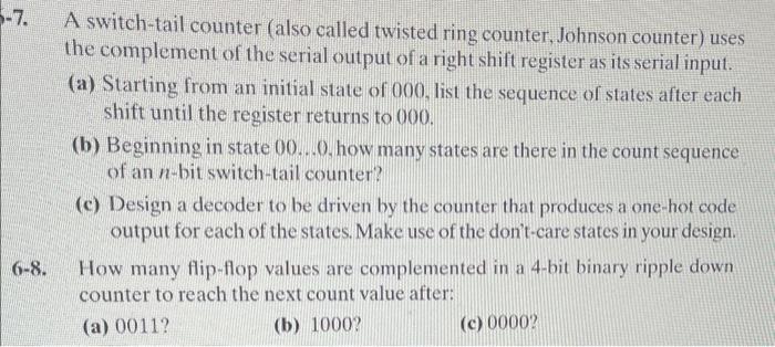 Solved A switch-tail counter (also called twisted ring | Chegg.com