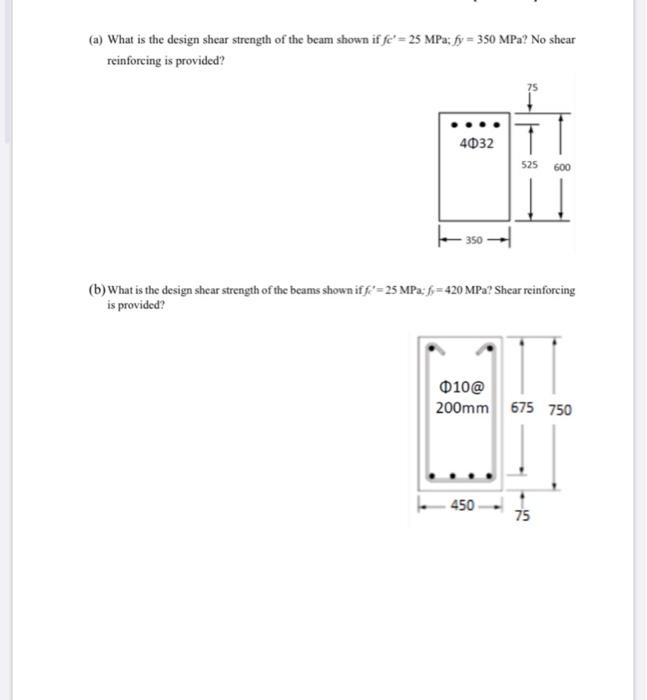 Solved (a) What is the design shear strength of the beam | Chegg.com