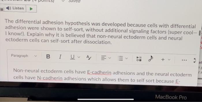 Solved Javed Listen The differential adhesion hypothesis was | Chegg.com