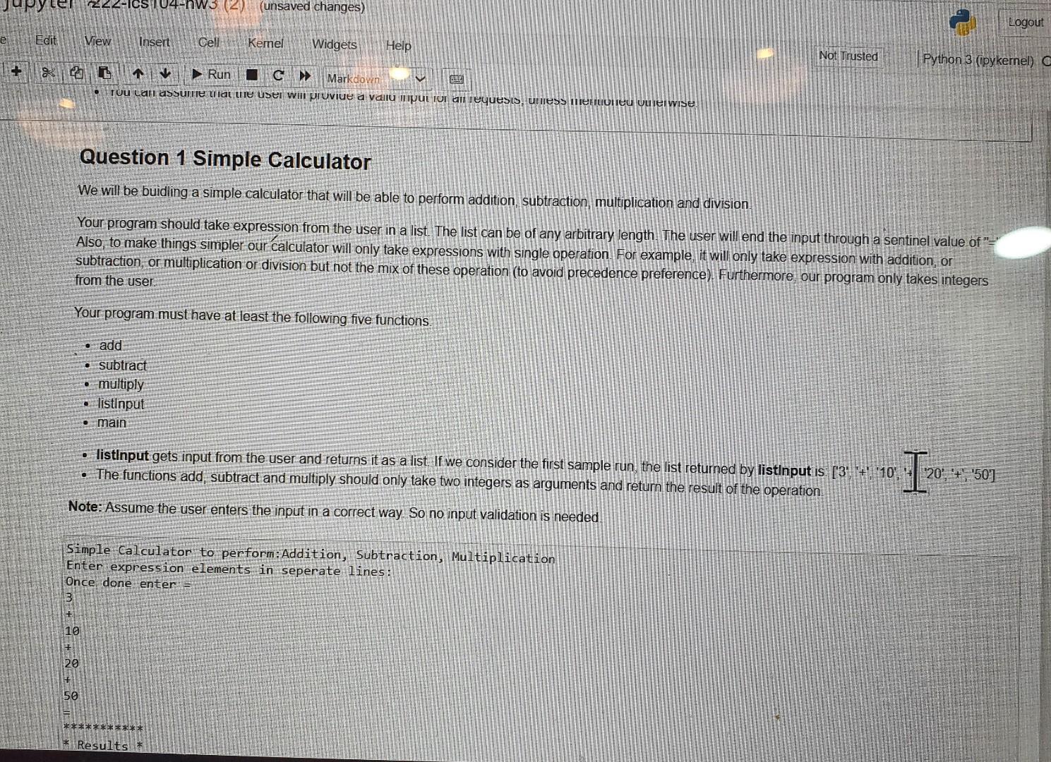 Solved We will be buidling a simple calculator that will be | Chegg.com