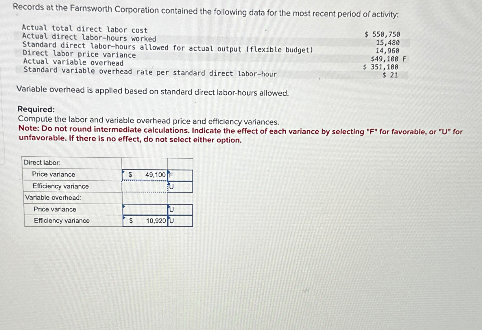 Solved Records at the Farnsworth Corporation contained the | Chegg.com