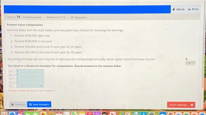 Solved ревооk Print Question 14 incomplete answer Maried out | Chegg.com