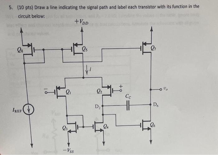 5. (10 pts) Draw a line indicating the signal path | Chegg.com