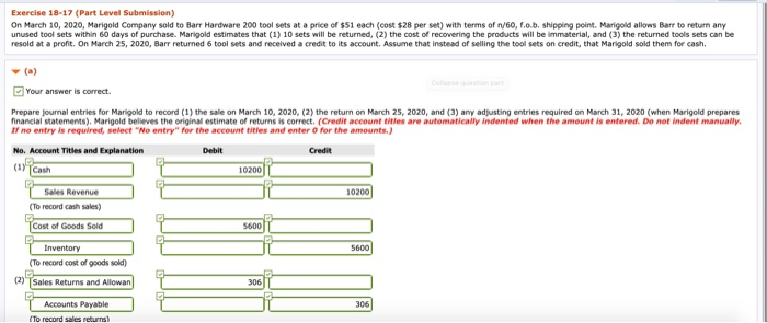 Solved Exercise 18-17 (Part Level Submission) On March 10, | Chegg.com