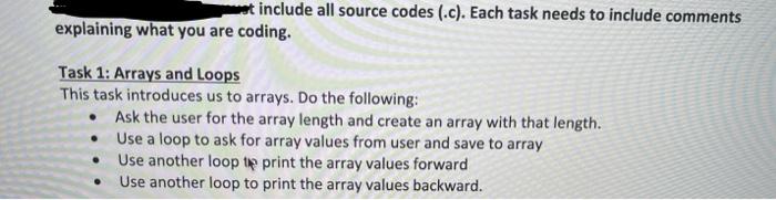 Solved include all source codes (.c). Each task needs to | Chegg.com