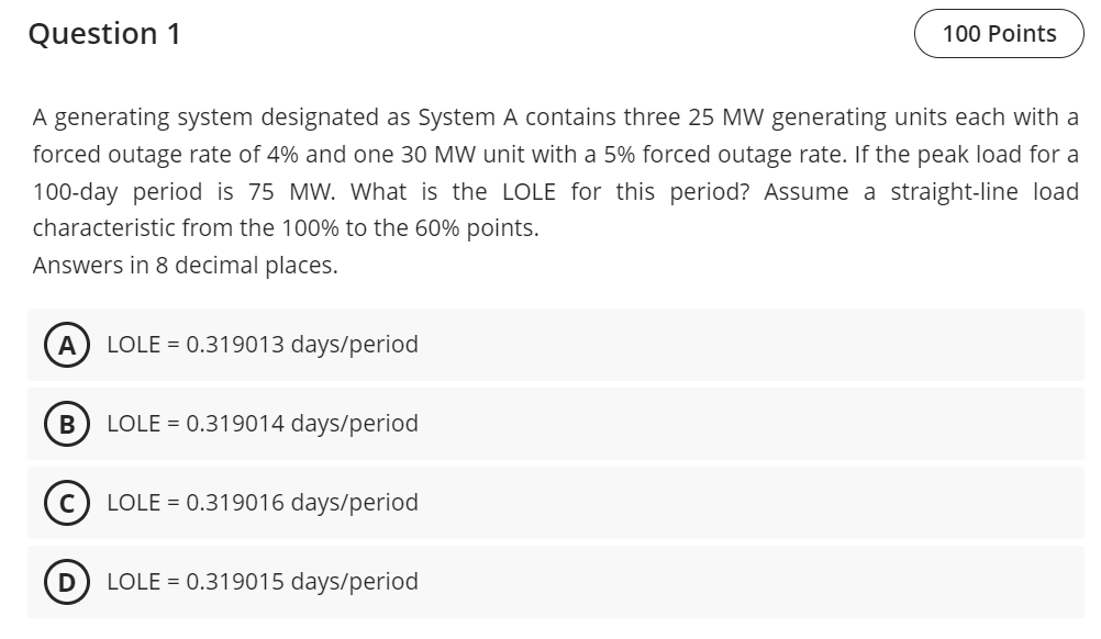 Solved A generating system designated as System A contains | Chegg.com