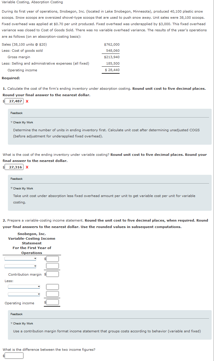 Solved Variable Costing, Absorption CostingDuring its first | Chegg.com